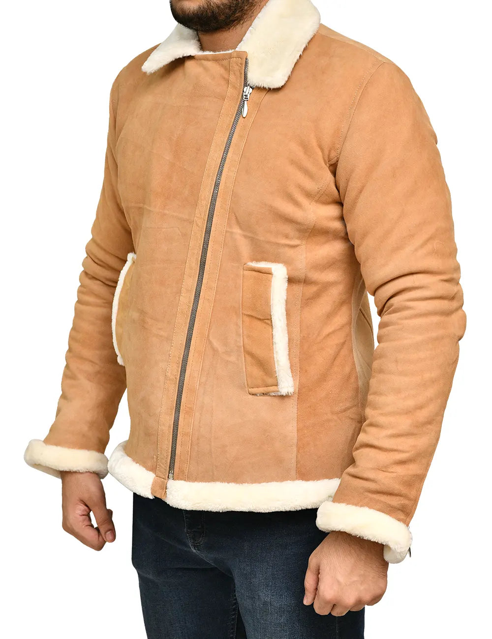 Men's Light Brown Shearling Jacket | Light Brown Shearling Jacket – Ezwore