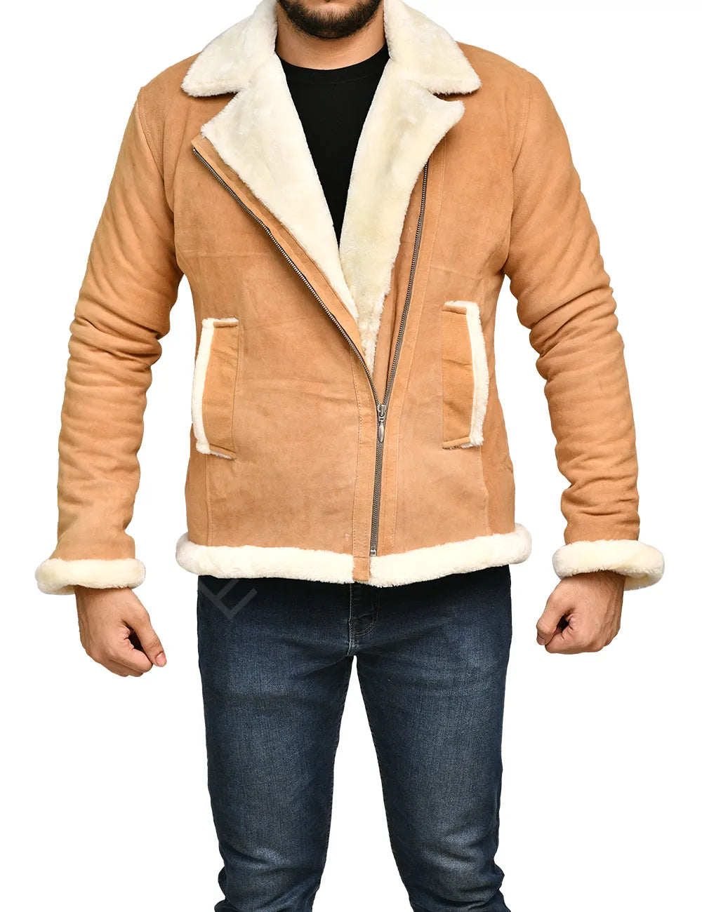 Men's Light Brown Shearling Jacket | Light Brown Shearling Jacket – Ezwore